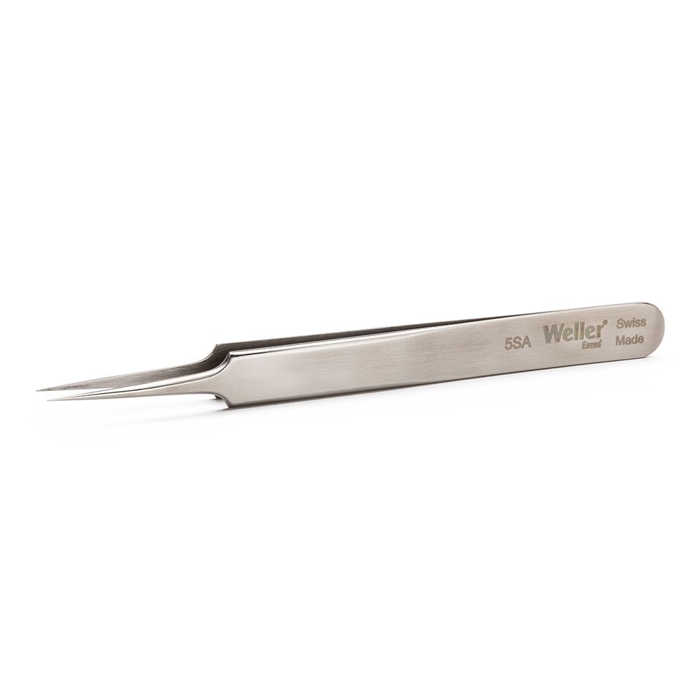 Weller 5SA 4-1/4" Straight Very Pointed Tip Precision Tweezers for Very ...