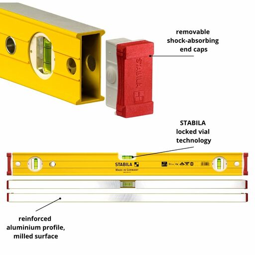 Stabila 17379 3pce 600mm 1200mm 1800mm Level Set
