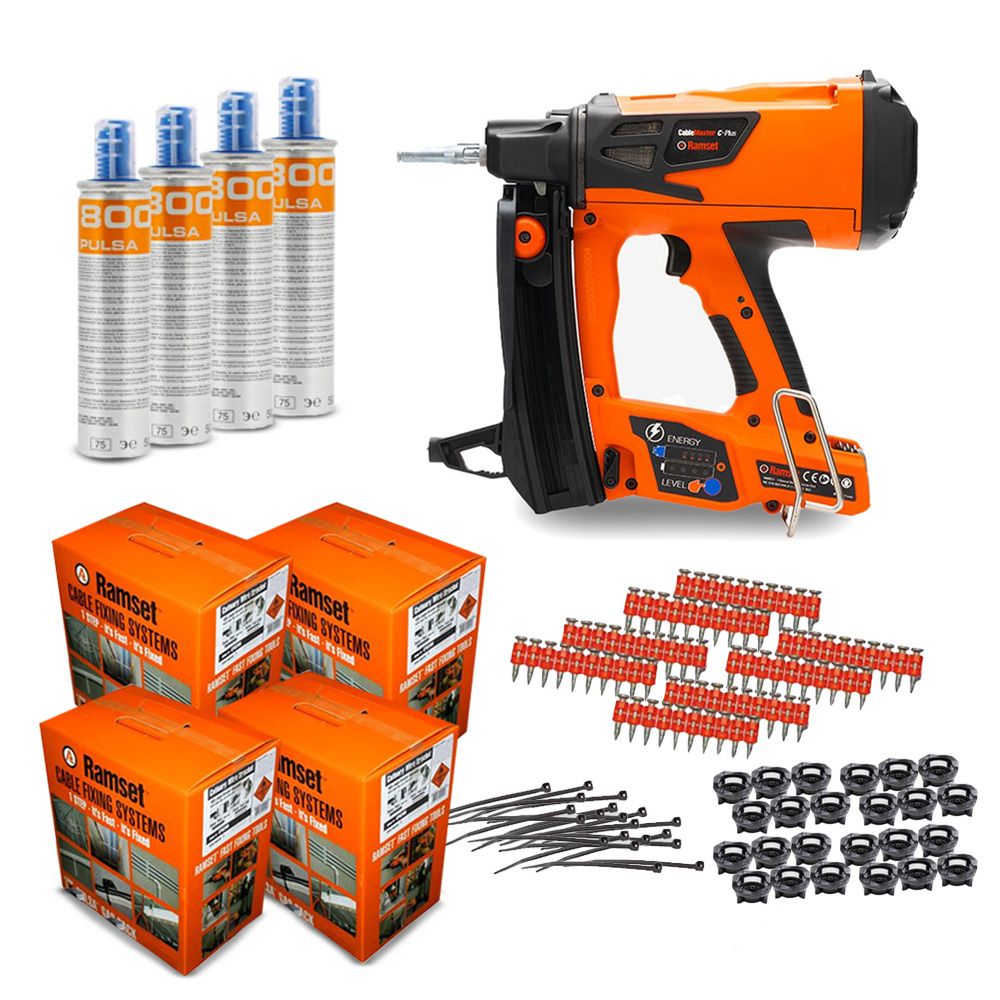 Ramset CMCPLUS + 4 x P8CPGDLHC622 3.7V Li-ion Cordless CableMaster C Plus Gas Gun + 4 x P8 ...