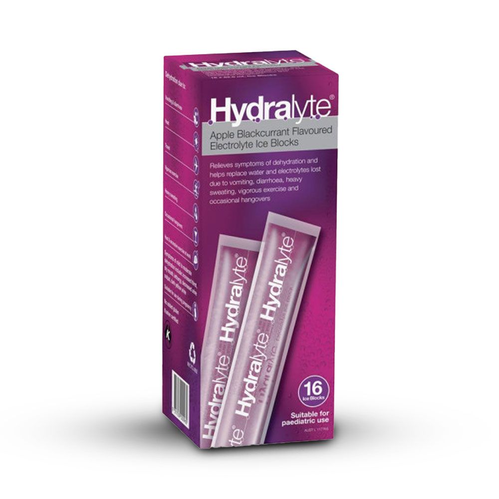Hydralyte HLIAB16 62.5ml Ice Blocks Apple Blackcurrant 16 Pack