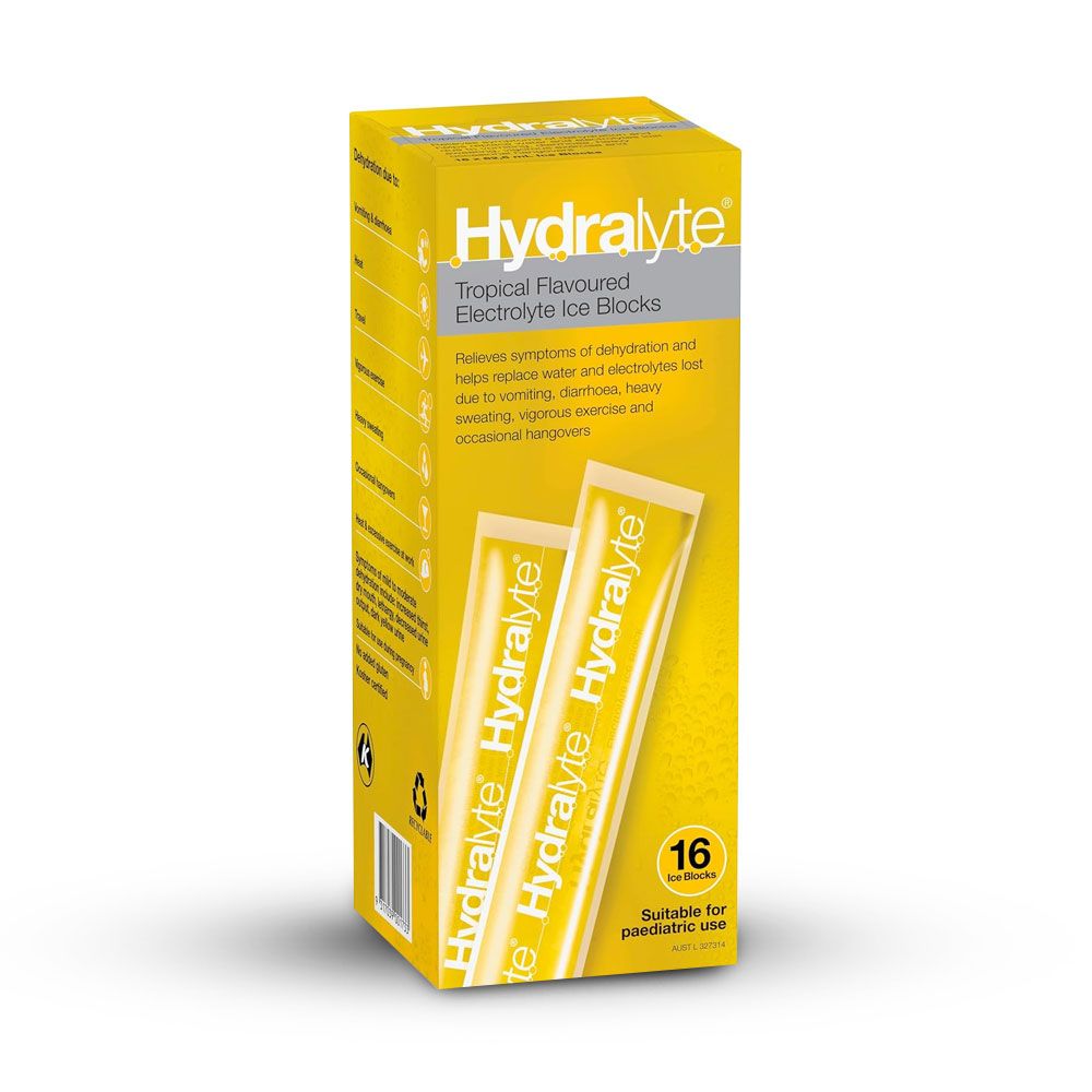 Hydralyte HLITR16 16-Pack 62.5ml Ice Blocks Tropical
