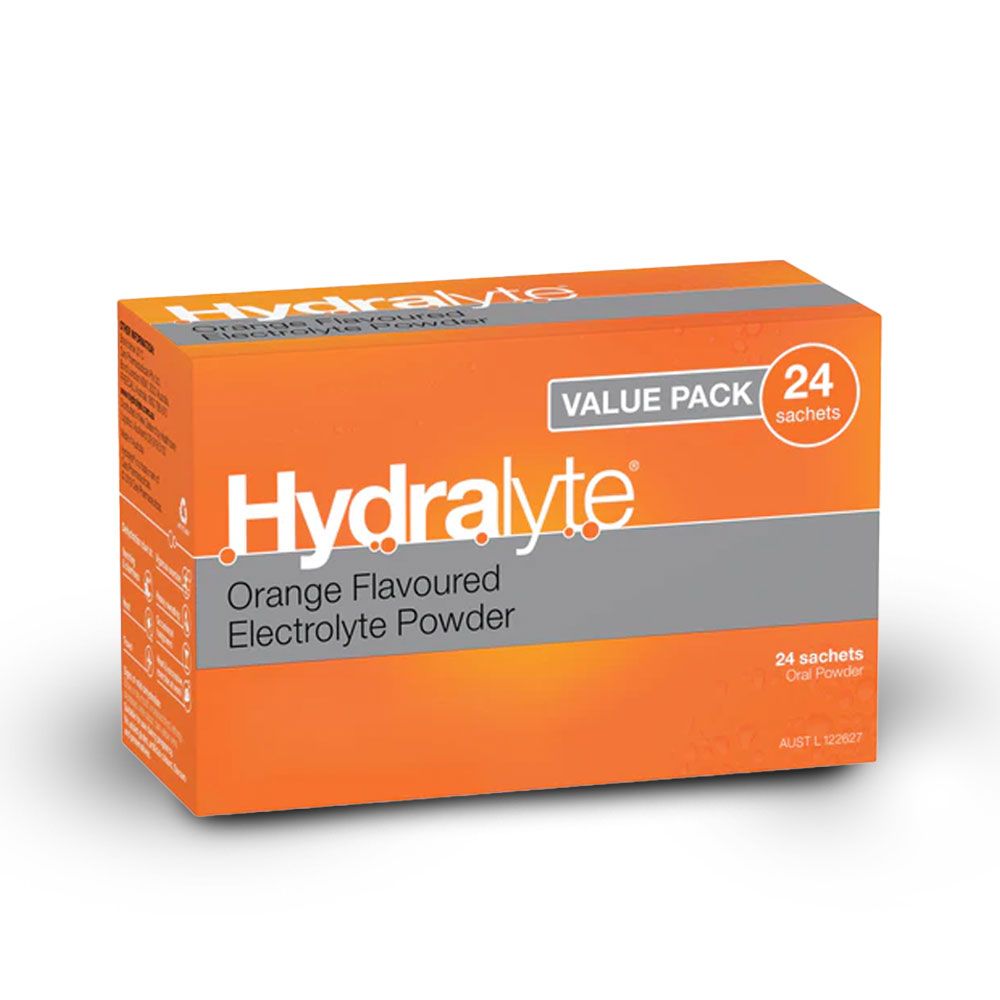 Hydralyte HLSOR24 24-Pack 4.9g Electrolyte Powder Sachets - Orange