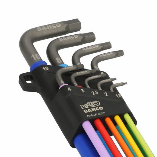 Bahco C1997LM/9P 9pce Metric Long Ball End Coloured Hex L-Key Set