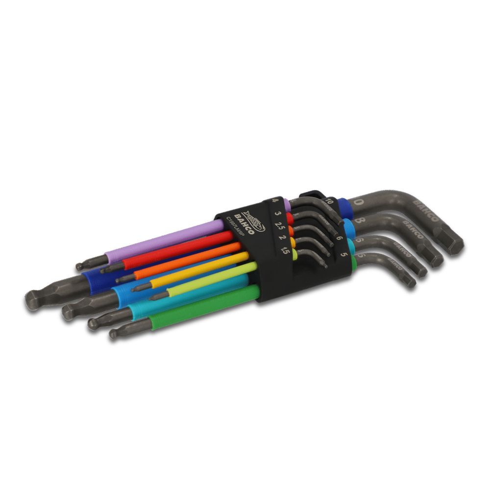 Bahco C1997LM/9P 9pce Metric Long Ball End Coloured Hex L-Key Set