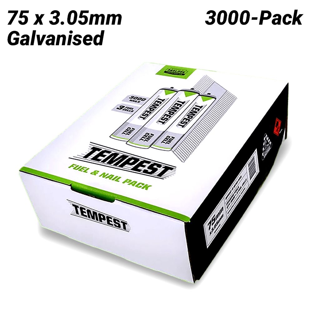 Tempest TEM0075G Tempest 3000-Pack Impulse 3.05mm x 75mm Galvanised D ...