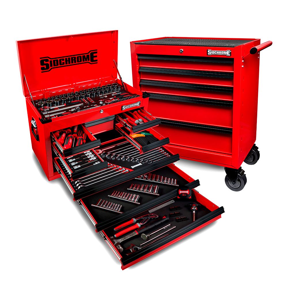 Sidchrome SCMT10163HR 226pce Metric & A/F 13 Drawer Red Hyper Colour ...
