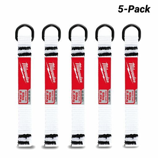 Milwaukee 48228871 5-Pack 2.2kg (5lb) D-Ring Web Attachment Lanyard