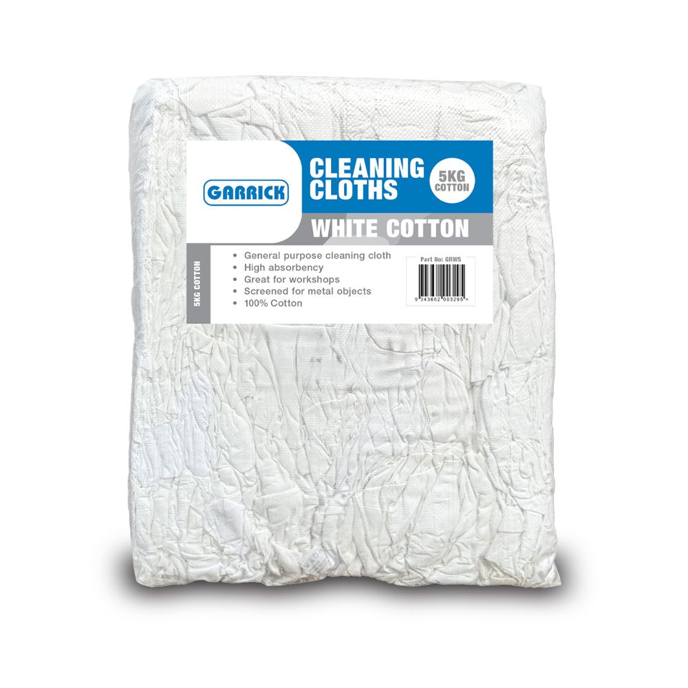 Garrick GWR5 Cotton Cleaning Rags - WHITE Colour 5kg