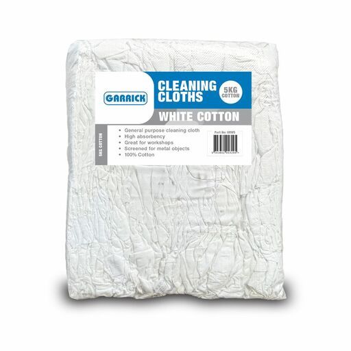 Garrick GWR5 Cotton Cleaning Rags - WHITE Colour 5kg