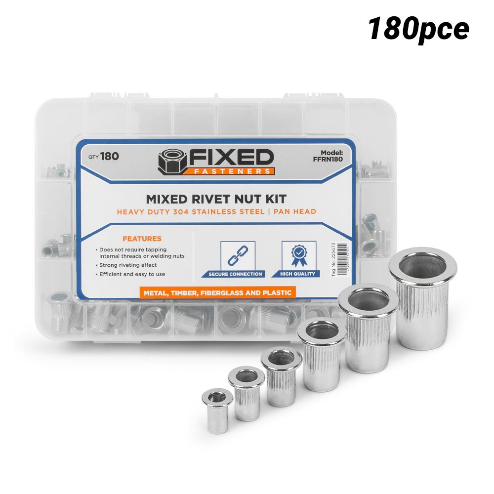Fixed Fasteners FFRN180 180pce 304 Stainless Steel Pan Head Mixed Rivet ...