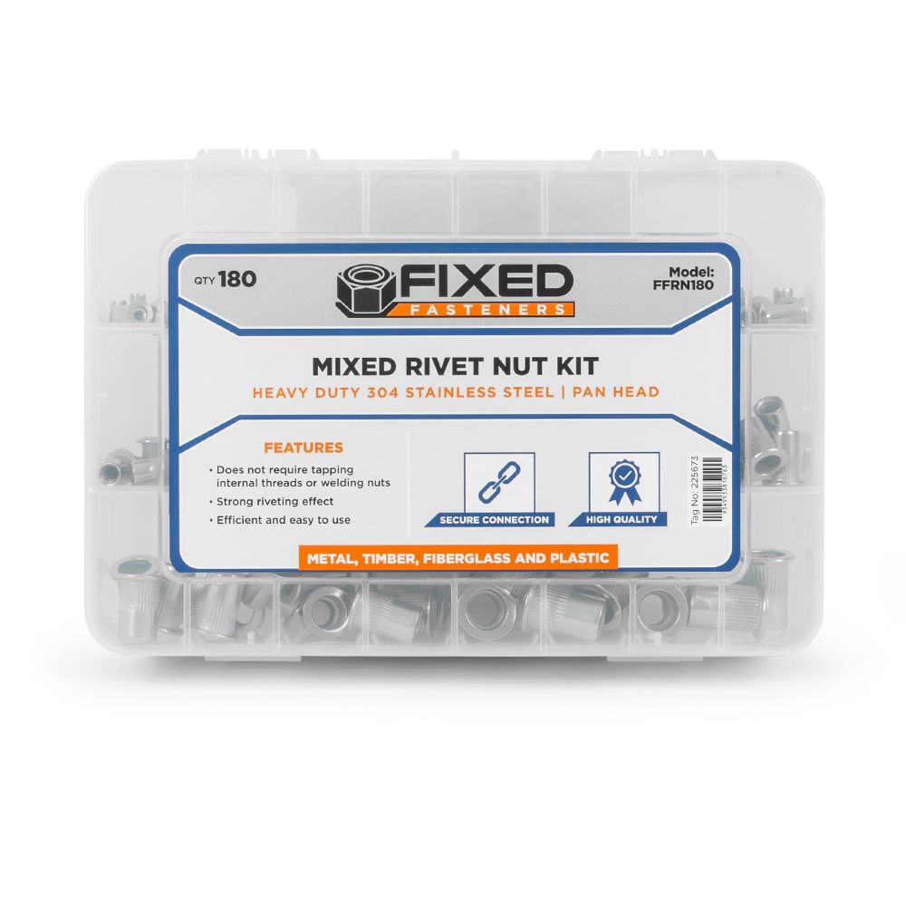 Fixed Fasteners FFRN180 180pce 304 Stainless Steel Pan Head Mixed Rivet ...