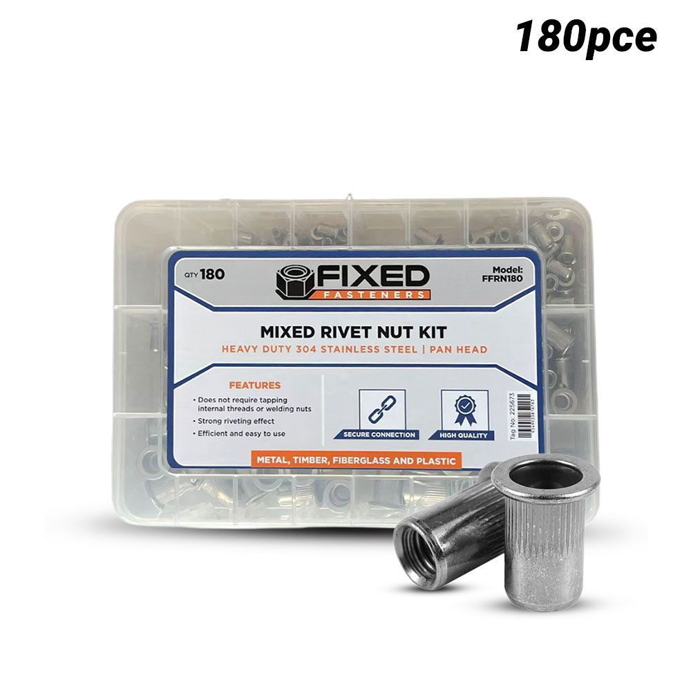 Fixed Fasteners FFRN180 180pce 304 Stainless Steel Pan Head Mixed Rivet ...