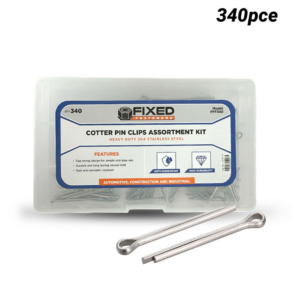 Fixed Fasteners FFF340 340pce Heavy Duty 304 Stainless Steel Cotter Pin ...