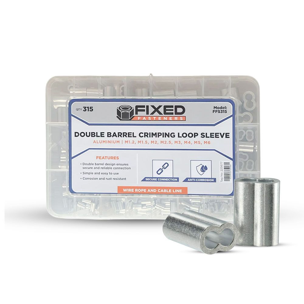 Fixed Fasteners FFS315 315pce Aluminium Double Barrel Crimping Loop Sleeve