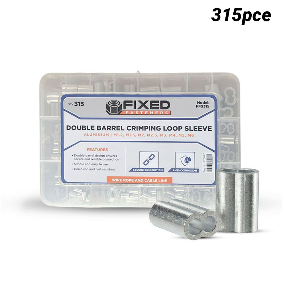 Fixed Fasteners FFS315 315pce Aluminium Double Barrel Crimping Loop Sleeve