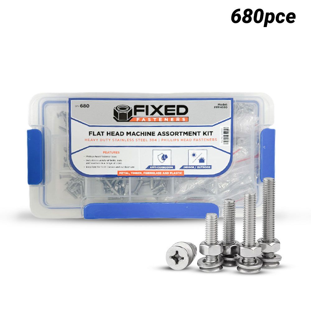 Fixed Fasteners FFFH680 680pce Heavy Duty Stainless Steel Phillips Flat ...