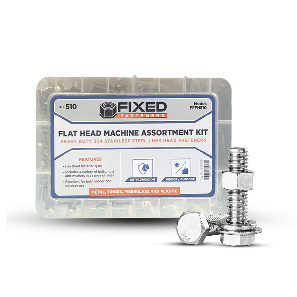 Fixed Fasteners FFFH510 510pce Hex Flat Head Machine Assorted Kit