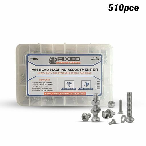 Fixed Fasteners FFPS510 510pce Heavy Duty Stainless Steel Pan Head ...