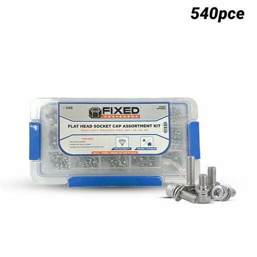 Fixed Fasteners FFFS540 540pce Flat Head Socket Cap Assortment Kit