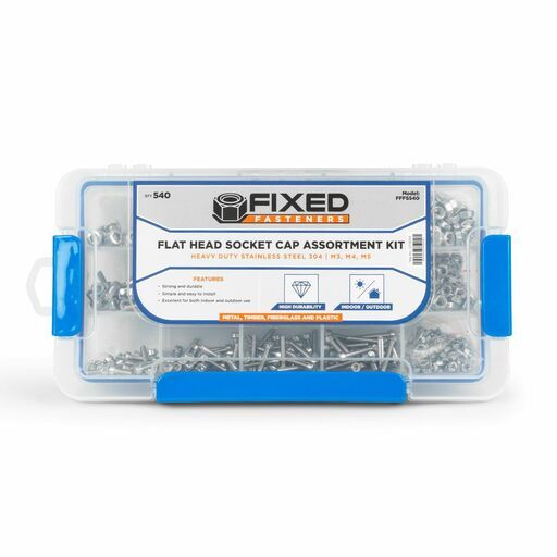Fixed Fasteners FFFS540 540pce Flat Head Socket Cap Assortment Kit