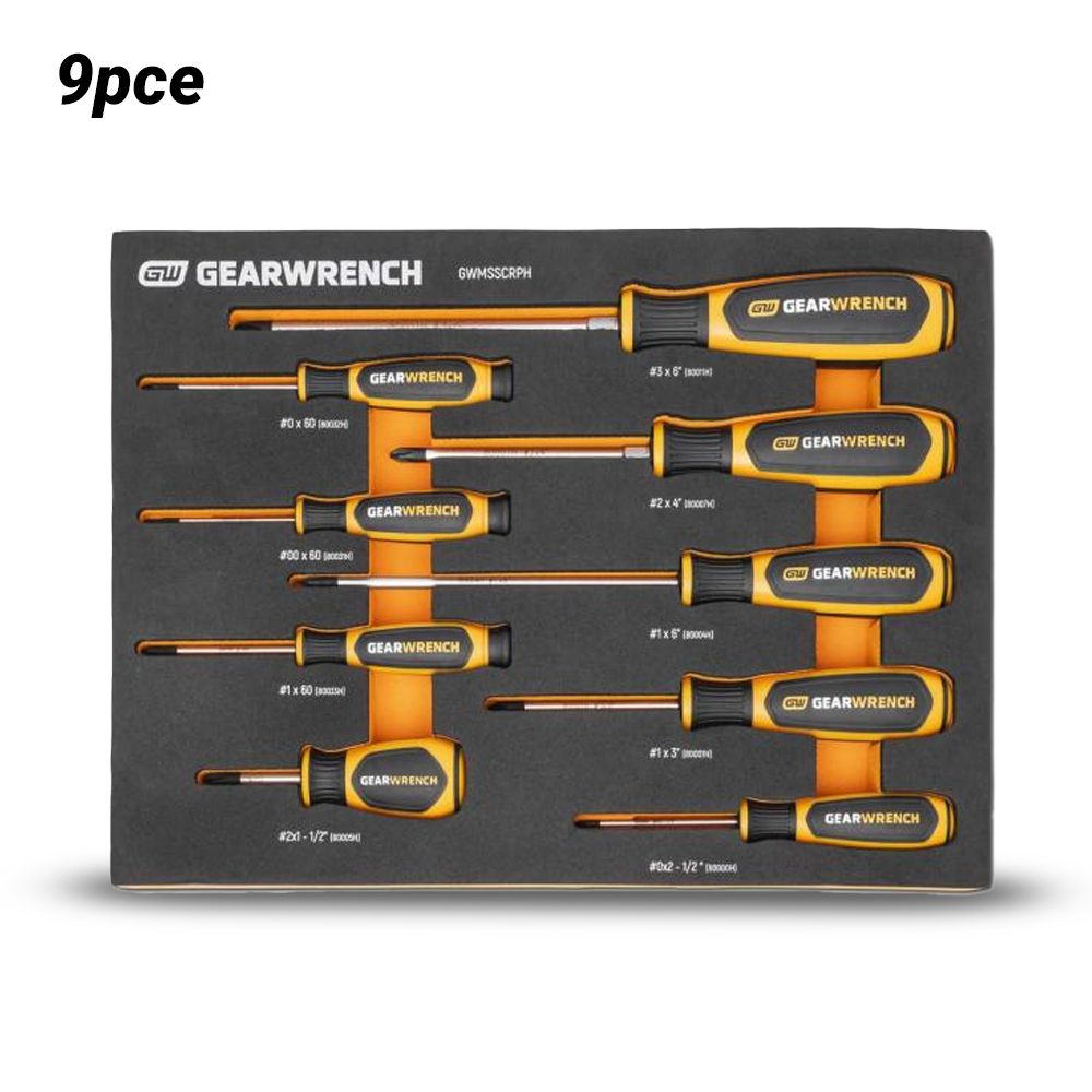 GEARWRENCH GWMSSCRPH 9pce Phillips Dual Material Screwdriver Set in ...