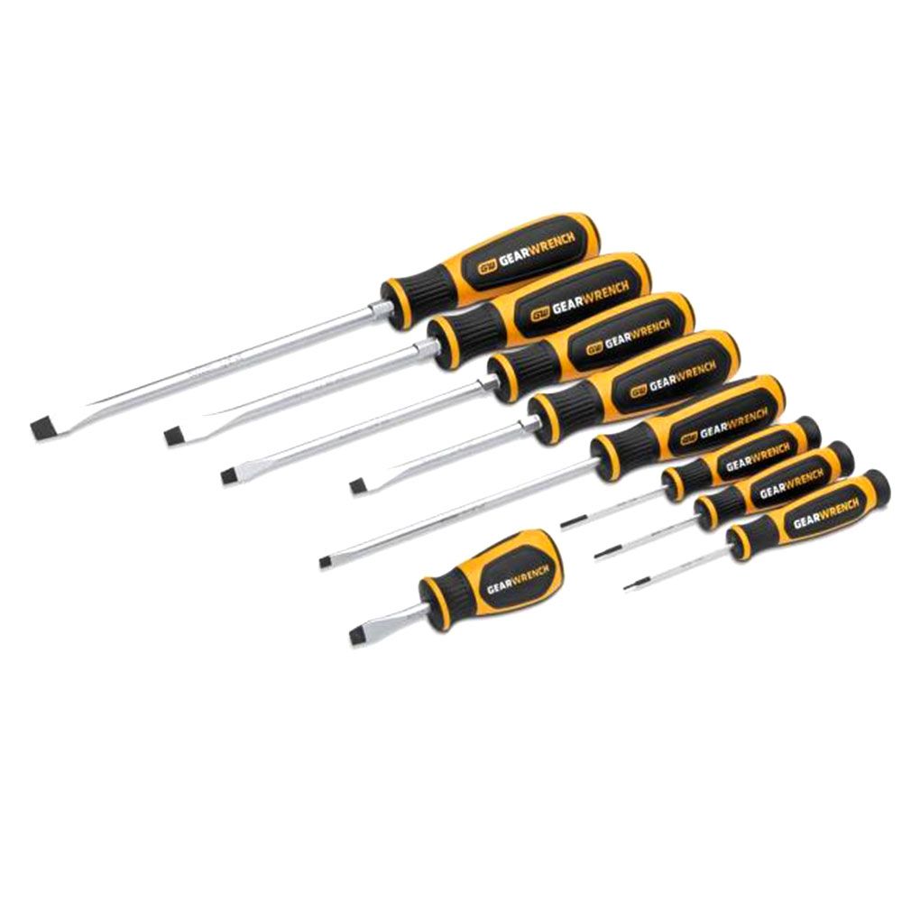 GEARWRENCH GWMSSCRSL 9pce Slotted Dual Material Screwdriver Set in Foam ...