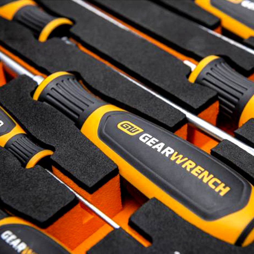 GEARWRENCH GWMSSCRSL 9pce Slotted Dual Material Screwdriver Set in Foam ...