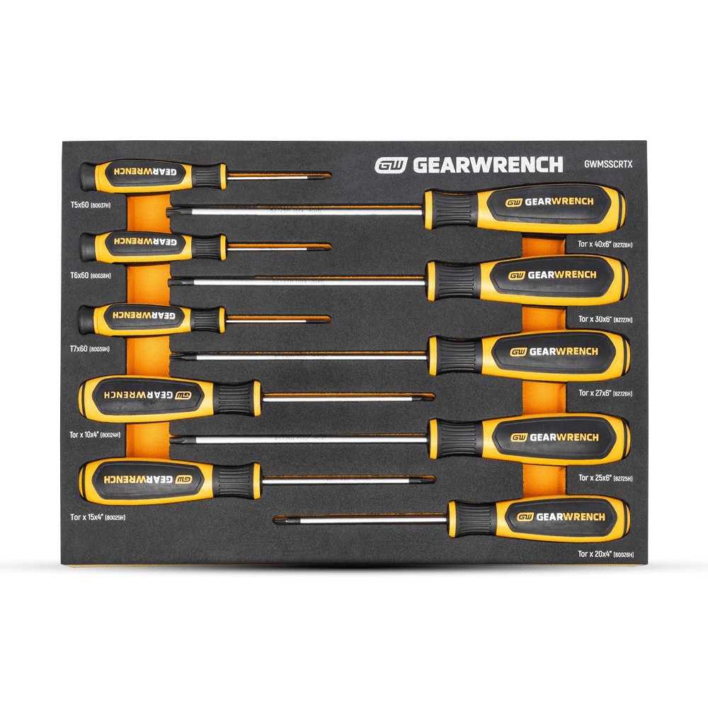 GEARWRENCH GWMSSCRTX 10pce Torx Dual Material Screwdriver Set in Foam ...