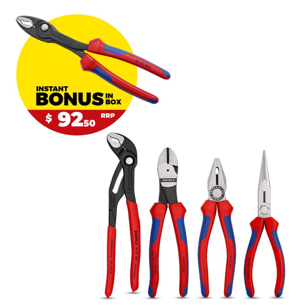 Knipex STKV08 4pce Mixed Pliers Set with BONUS 200mm TwinGrip Slip ...