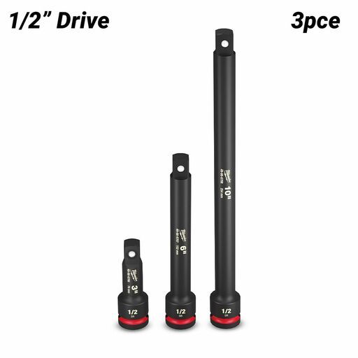 Milwaukee 49666747 3pce SHOCKWAVE 1/2" Drive Impact Socket Extension Set