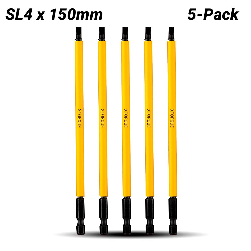 Xtorque X5TBS4150 5-Pack SL4 x 150mm Insulated Tube Driver Bits