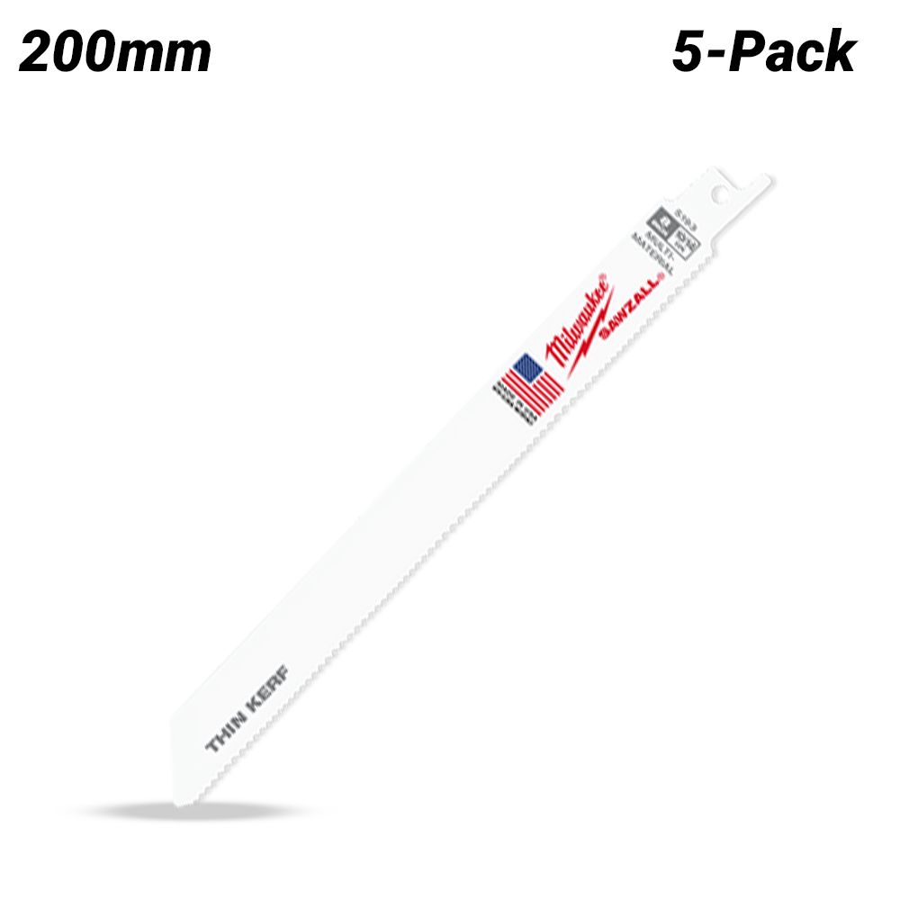 Milwaukee 48005193 5-Pack SAWZALL 200mm (8") 10/14TPI Blade Thin Kerf ...