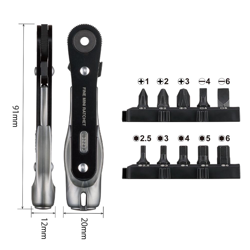Vessel TD-25 Ultra Thin Fine Mini Ratchet Screwdriver Straight With 10 ...