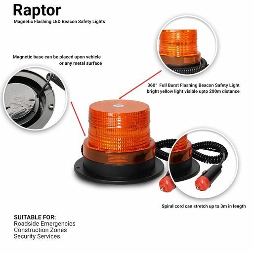 Raptor RFL1224 Magnetic Flashing LED Beacon Safety Lights