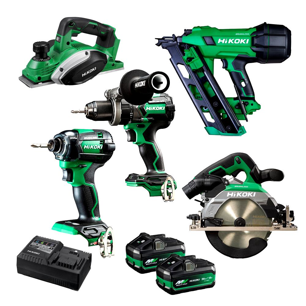 HiKOKI CHIPPYKIT1(HRZ) (AU48000025) 18V 5.0Ah/2.5Ah Li-ion Cordless Brushless 5pce Combo Kit