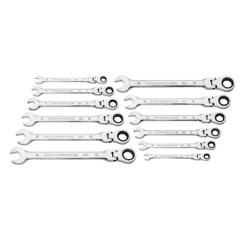GEARWRENCH 86727 12pce 90-Tooth 12 Point Flex Head Ratcheting ...