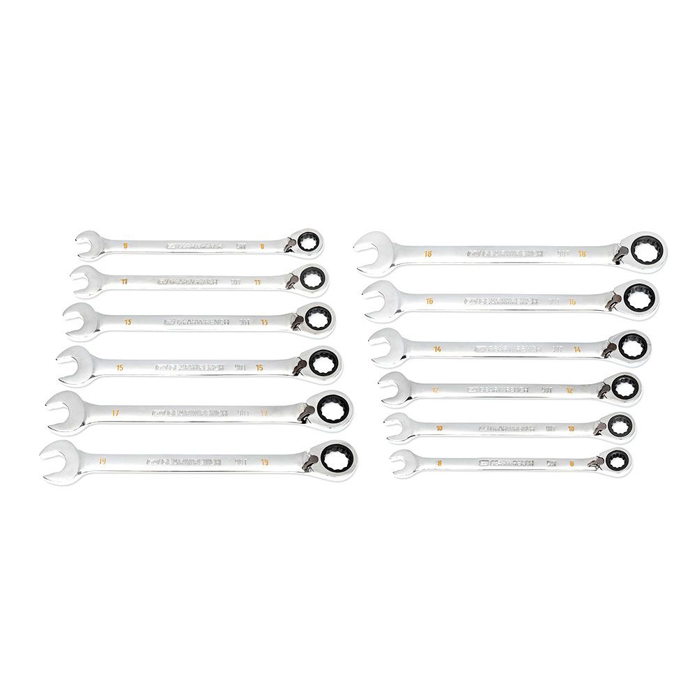 GEARWRENCH 86627 12pce 90-Tooth 12 Point Metric Reversible Ratcheting ...