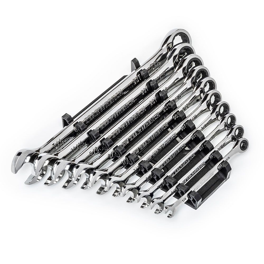 GEARWRENCH 86958 10pce 90-Tooth 12 Point SAE Combination Ratcheting ...