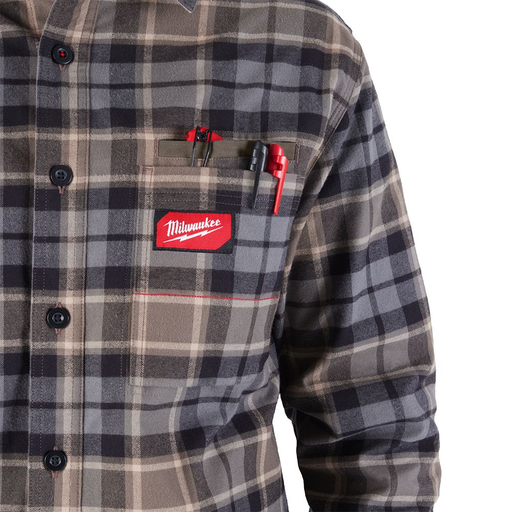 Milwaukee M551G GRIDIRON Flannel Shirt Grey - S - 3XL