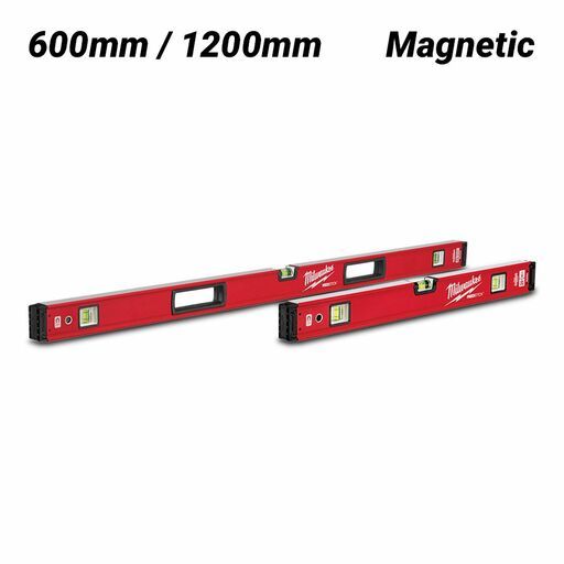 Milwaukee MLBXSM48 600mm & 1200mm (24"/48") REDSTICK Magnetic Box Level Set