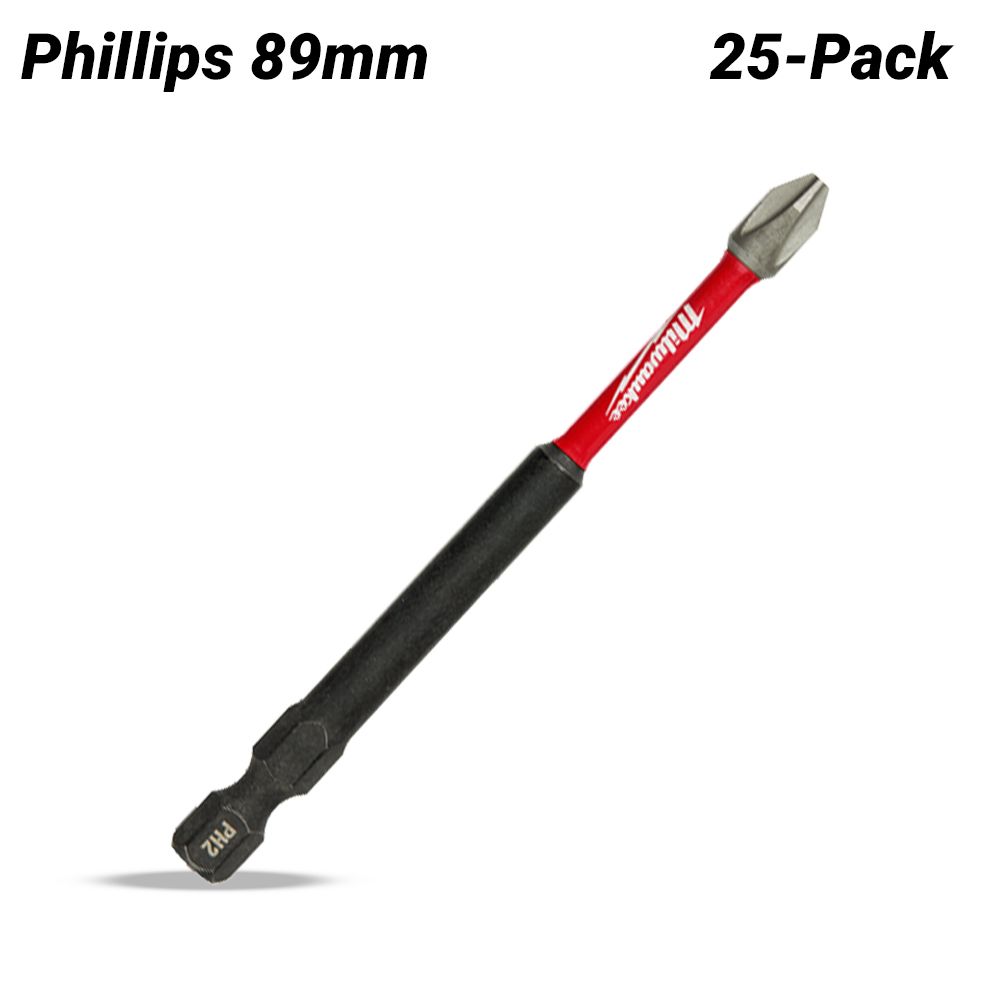 Milwaukee 48324791A 25-Pack SHOCKWAVE™ PH2 x 89mm (3-1/2") Power Bit