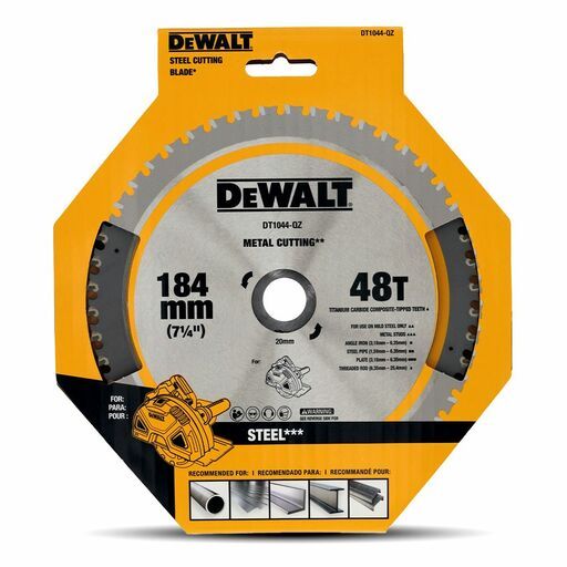 DeWalt DT1044-QZ 184mm 20mm x 48T Mild Steel Metal Cutting Circular Saw ...