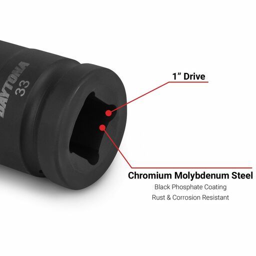Daytona D1S33MM 33mm 1" Drive 6 Point Impact Socket