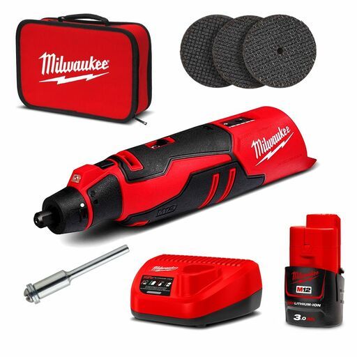 Milwaukee M12BLROT301B 12V L-ion Cordless Brushless Rotary Tool Combo Kit