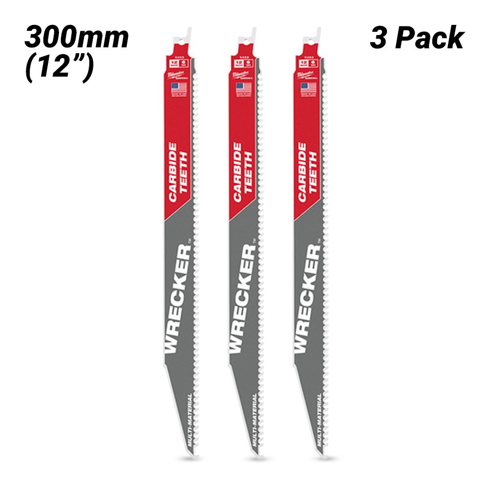 Milwaukee 48005343 3-Pack 300mm (12") 6TPI SAWZALL The WRECKER with ...