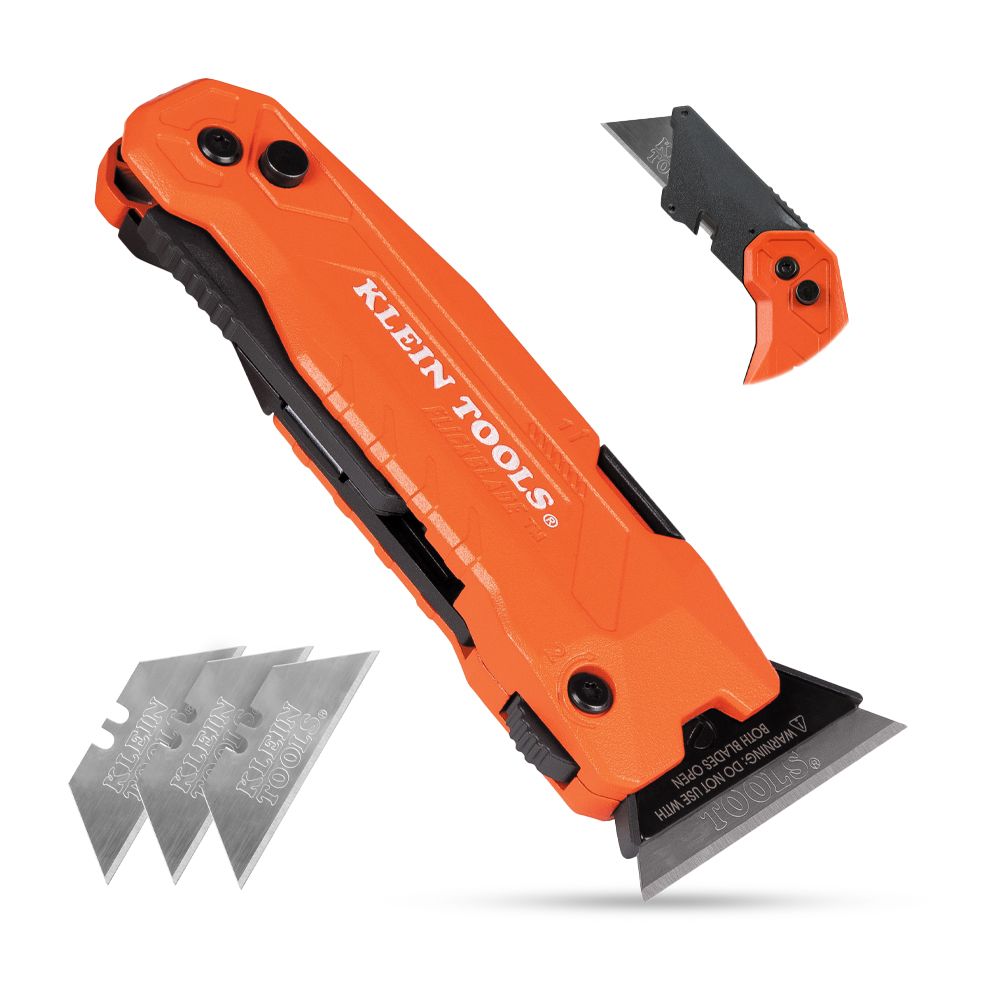 Klein A-44306 FLICKBLADE™ 2-in-1 Utility Knife / Scraper with Blade Storage