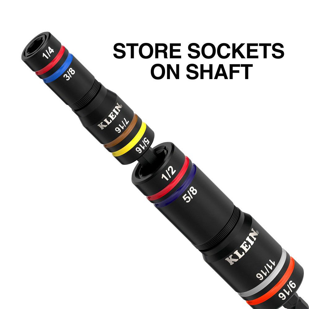 Klein A-653QS 6pce KNECT™ Quad-12 Heavy-Duty Impact SAE Flip Sockets