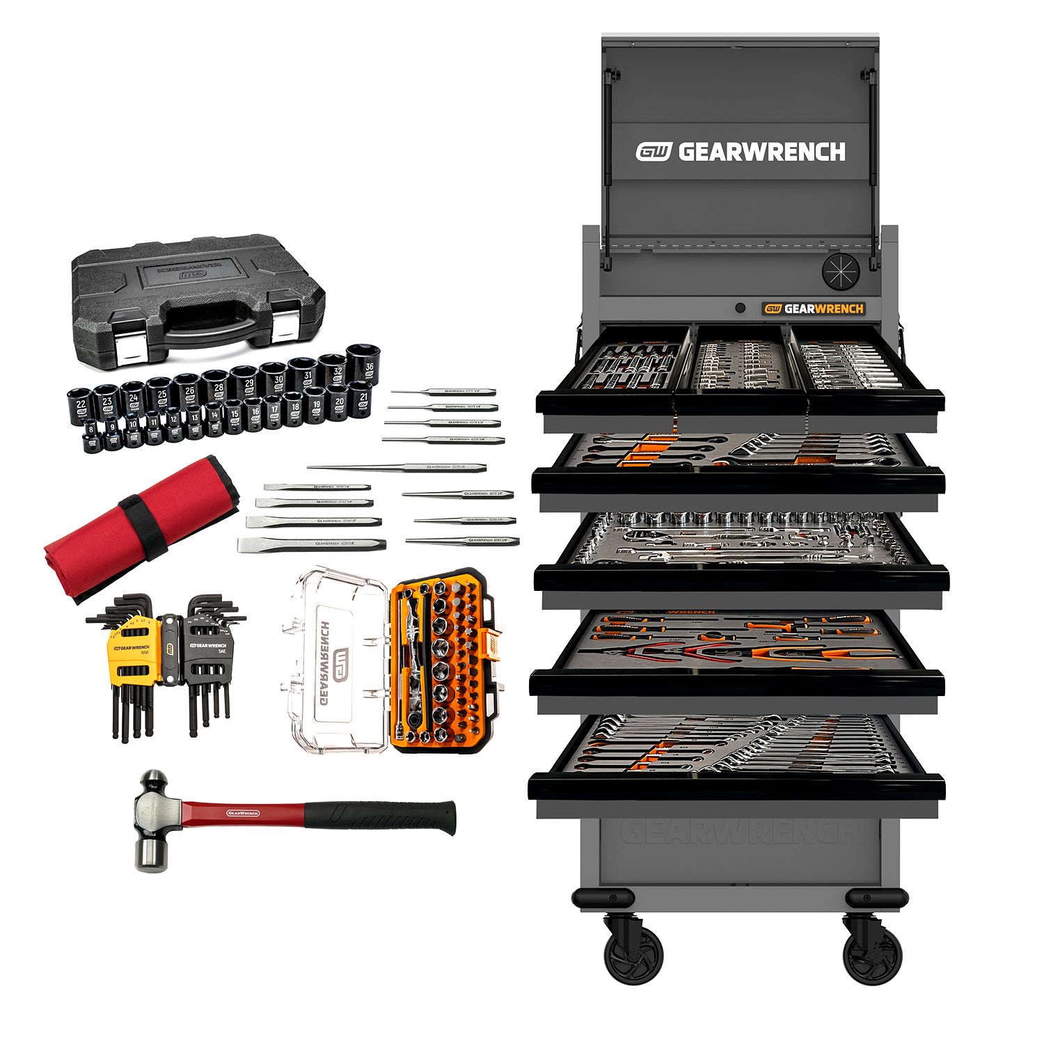GEARWRENCH 88844GREY 339pce Combination Tool Kit with 26" 7 Drawer Tool ...
