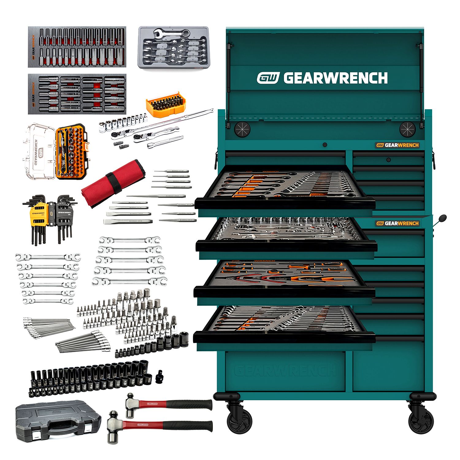 GEARWRENCH 88855TEAL 472pce Combination Tool Kit with 42" 8 Drawer Tool ...