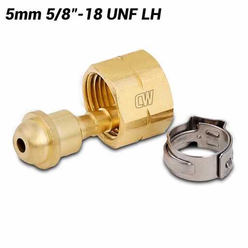 Cigweld CW690 5mm 5/8"-18 UNF LH BlueJet Hose Connection Kit with Clip